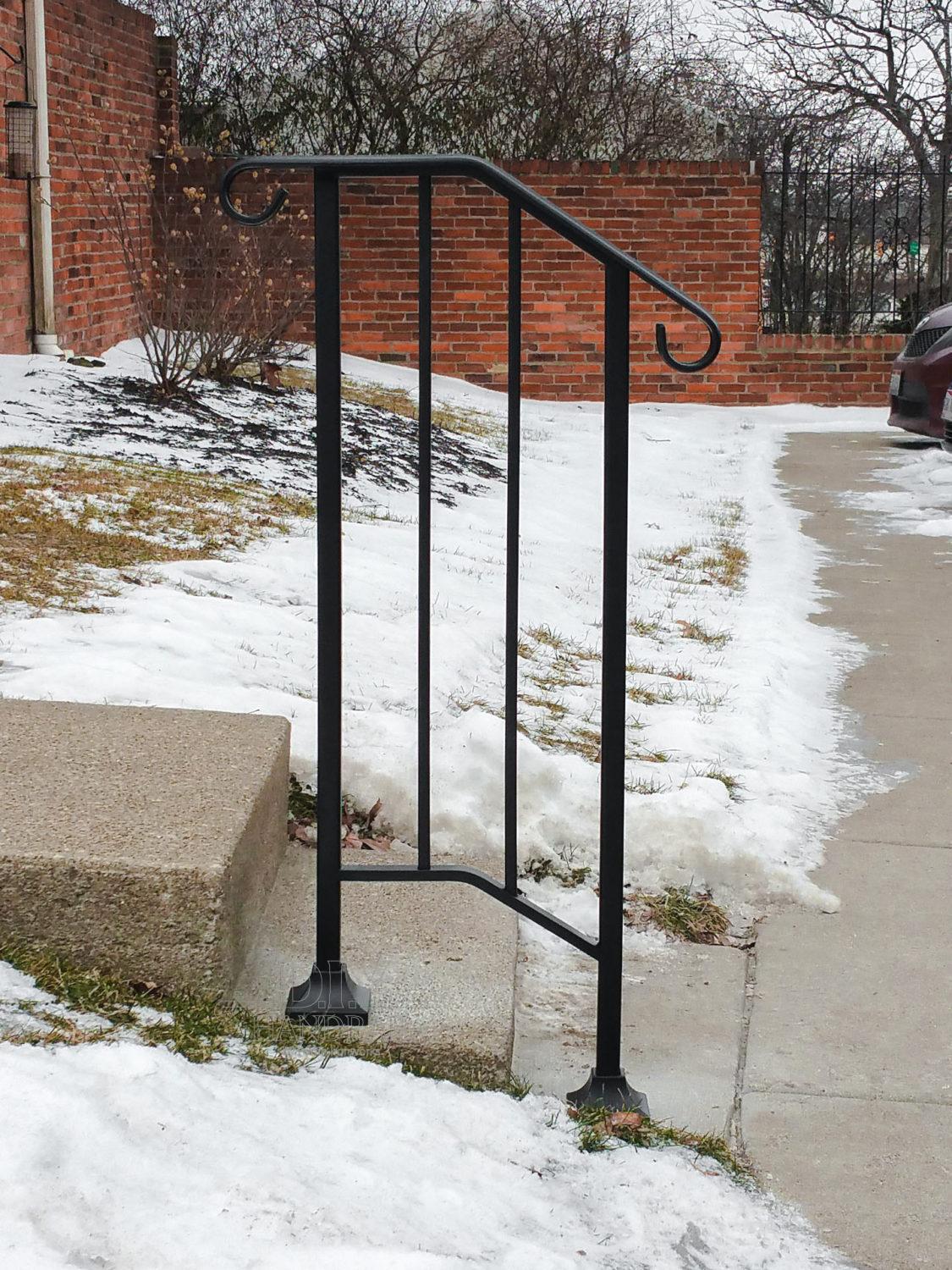 Picket #1 Stand Alone Wrought Iron Handrail Fits 1 or 2 Stairs - DIY ...