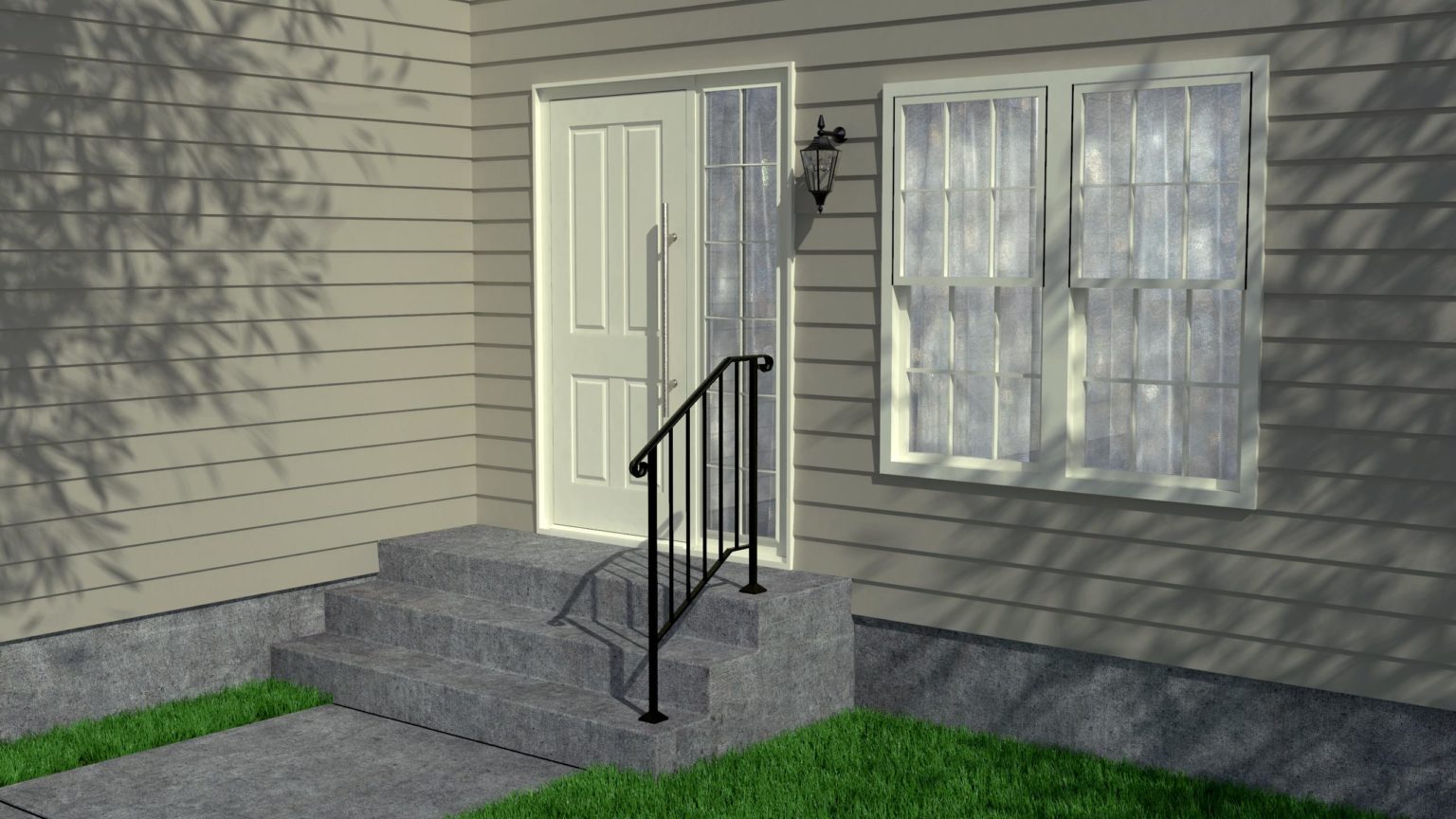 Picket #2 Stand Alone Wrought Iron Handrail Fits 2 or 3 Stairs - DIY ...