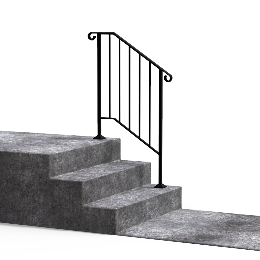 Picket #2 Iron Handrail - Fits 2-3 Stairs