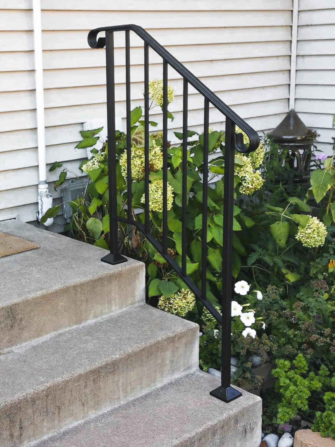 Picket #2 Stand Alone Wrought Iron Handrail Fits 2 or 3 Stairs - DIY ...
