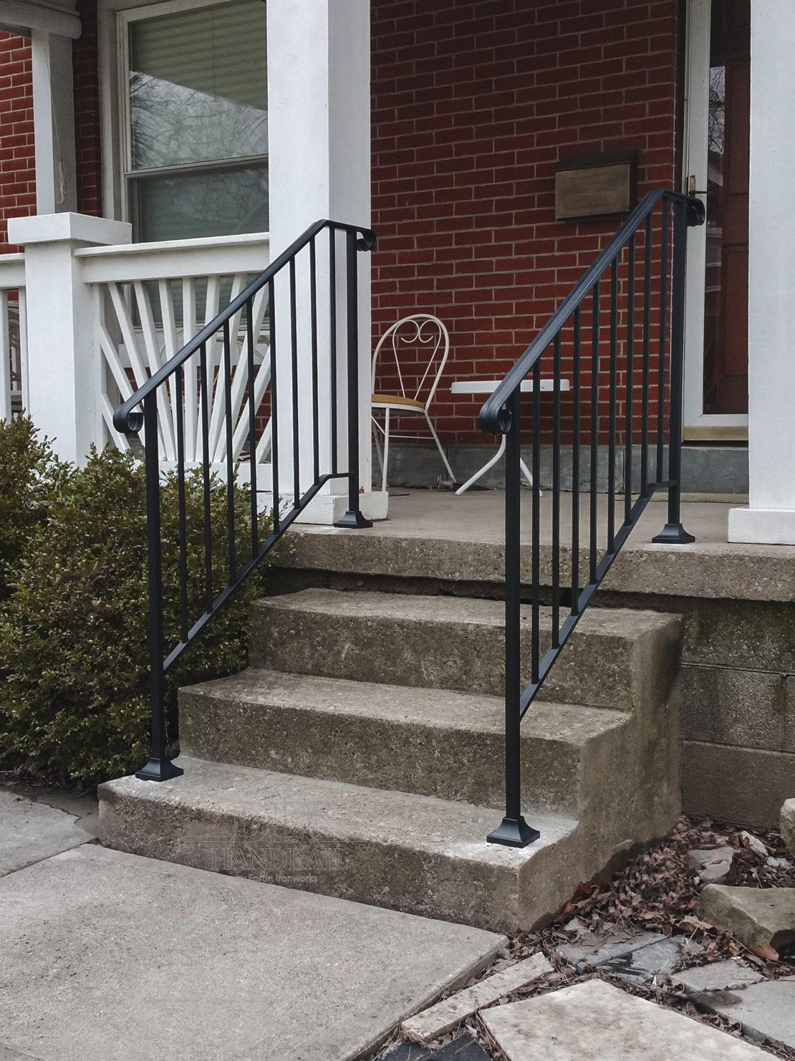 Picket #3 Stand Alone Wrought Iron Handrail Fits 3 or 4 Stairs - DIY ...