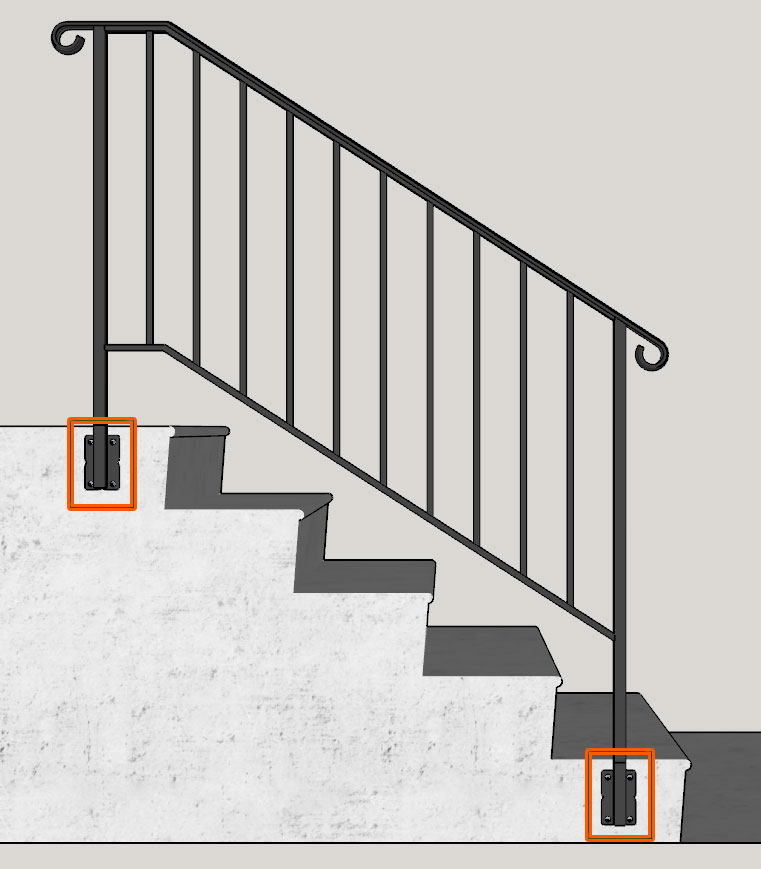 Side mount brackets for DIY Handrail installation - DIY Handrails